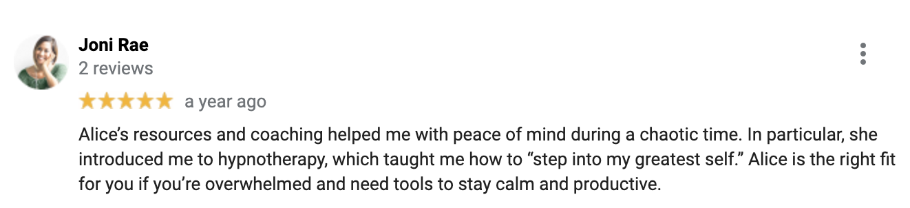 Hypnotherapy – Dr. Alice Fong